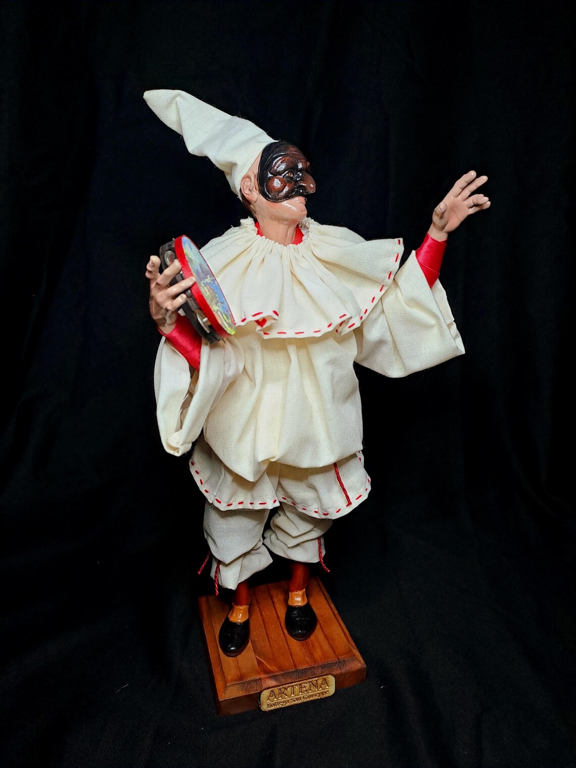 Pulcinella Terracotta Statuette Neapolitan Shepherd With Tambourine ...