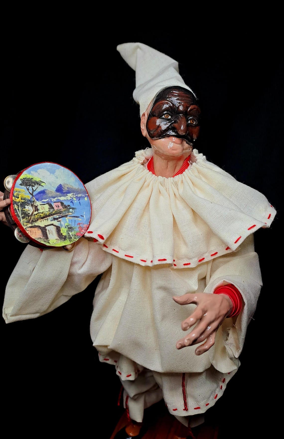 Pulcinella Terracotta Statuette Neapolitan Shepherd With Tambourine ...