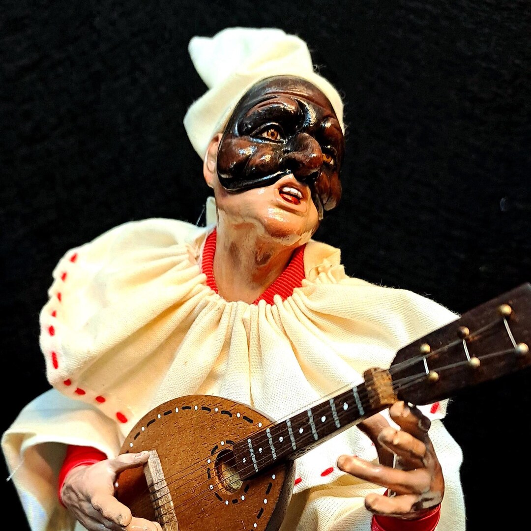 Pulcinella Terracotta Statuette Neapolitan Shepherd With Tambourine ...