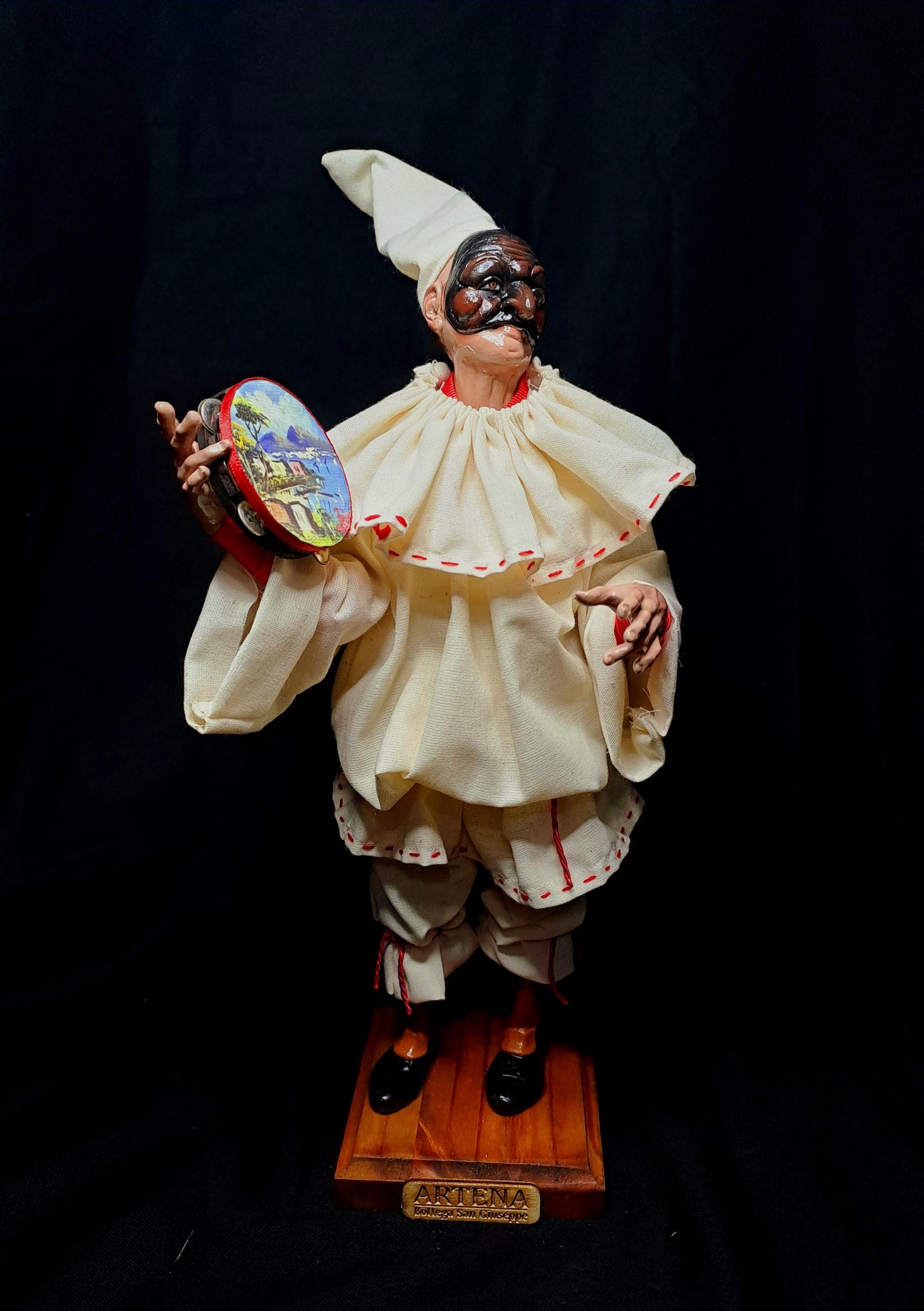 Pulcinella Terracotta Statuette Neapolitan Shepherd With Tambourine ...