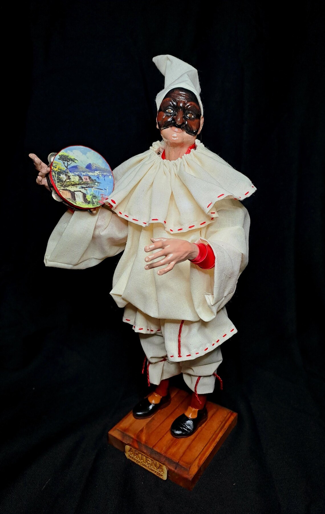 Pulcinella Terracotta Statuette Neapolitan Shepherd With Tambourine ...