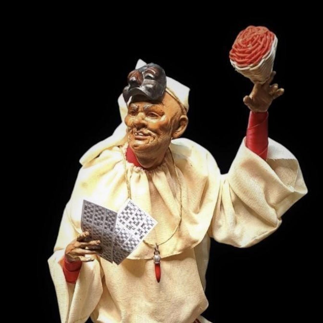 Pulcinella Terracotta Statuette Neapolitan Shepherd With Tambourine ...