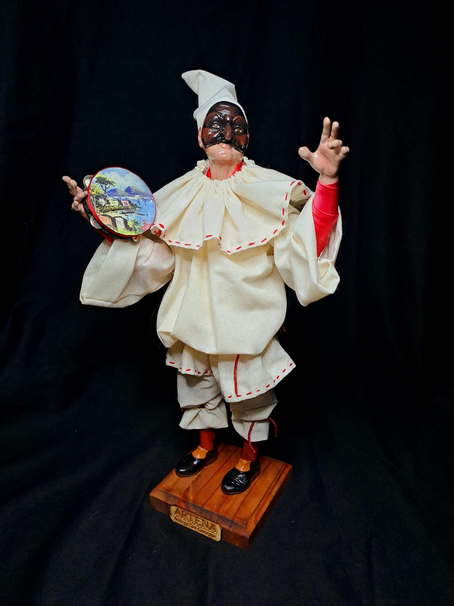 Pulcinella Terracotta Statuette Neapolitan Shepherd With Tambourine ...