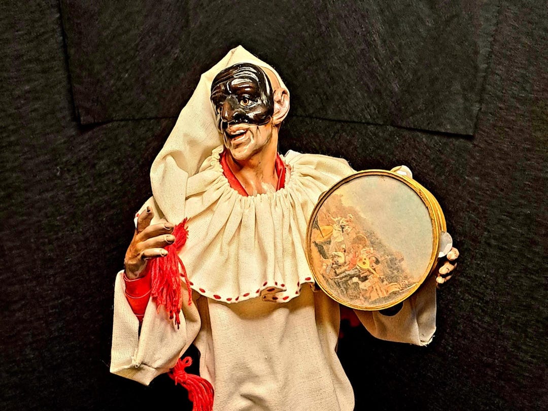Pulcinella Terracotta Statuette Neapolitan Shepherd With Tambourine ...