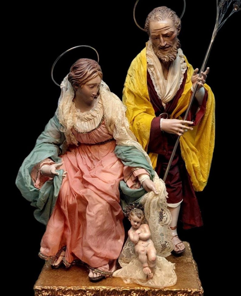 18th Century Neapolitan Nativity Scene on a Wooden Base, Terracotta ...