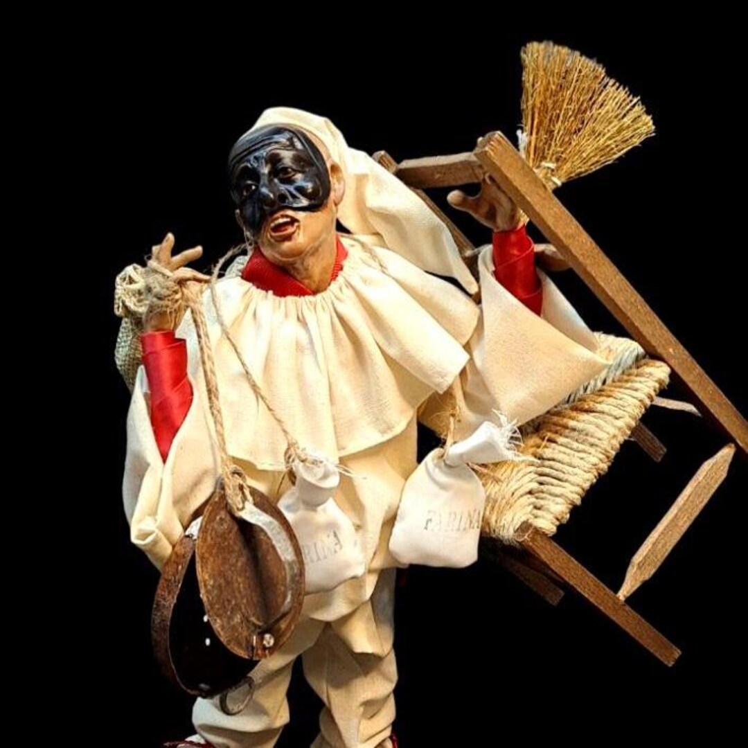 Pulcinella Terracotta Statuette Neapolitan Shepherd With Tambourine ...