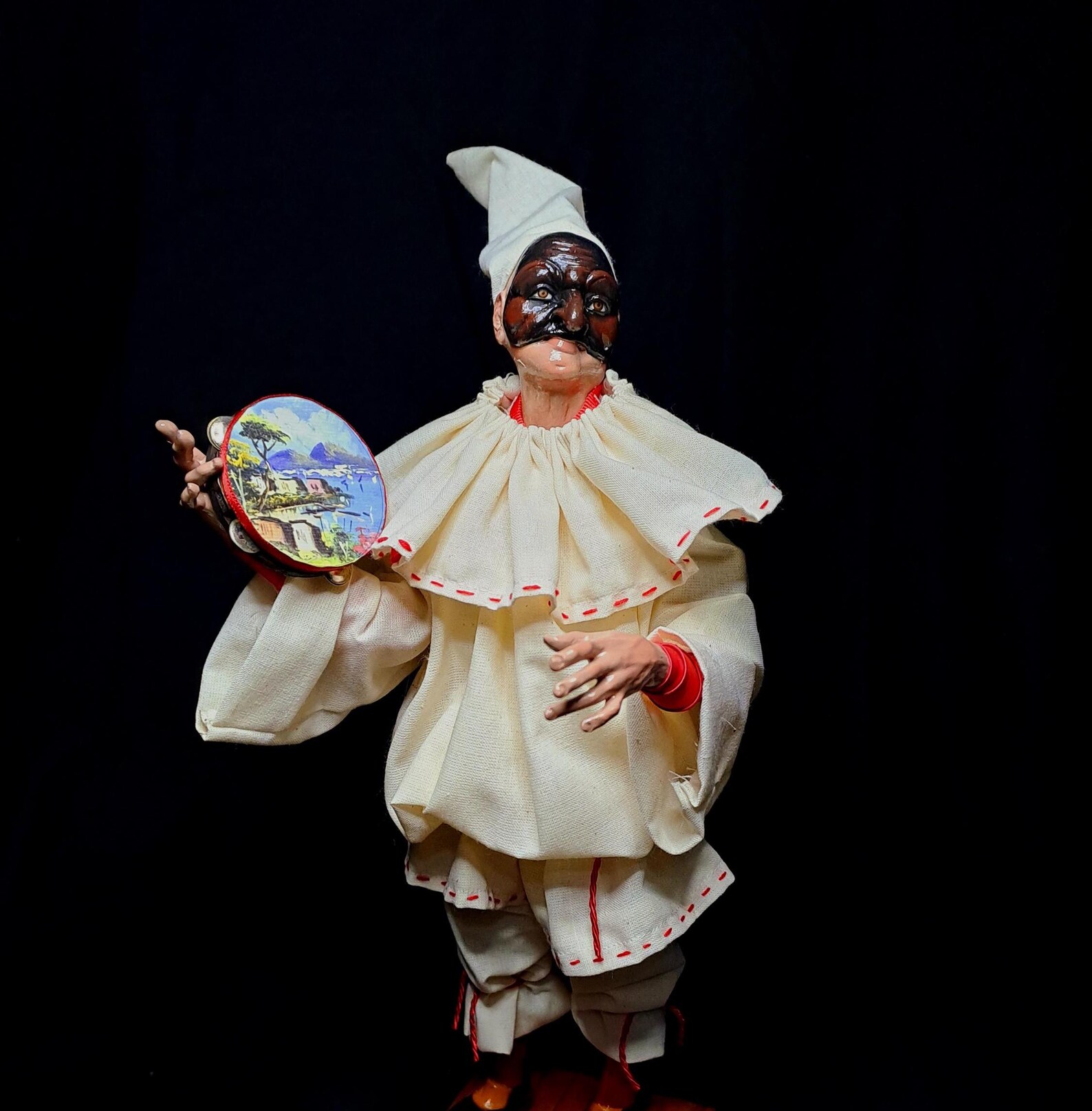 Pulcinella Terracotta Statuette Neapolitan Shepherd With Tambourine ...