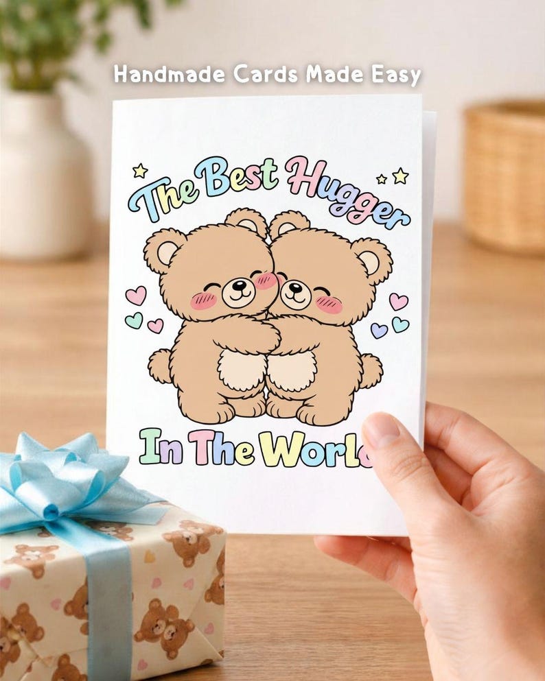 Printable Teddy Bear Coloring Card | Hugger in World (PDF Download) - Etsy