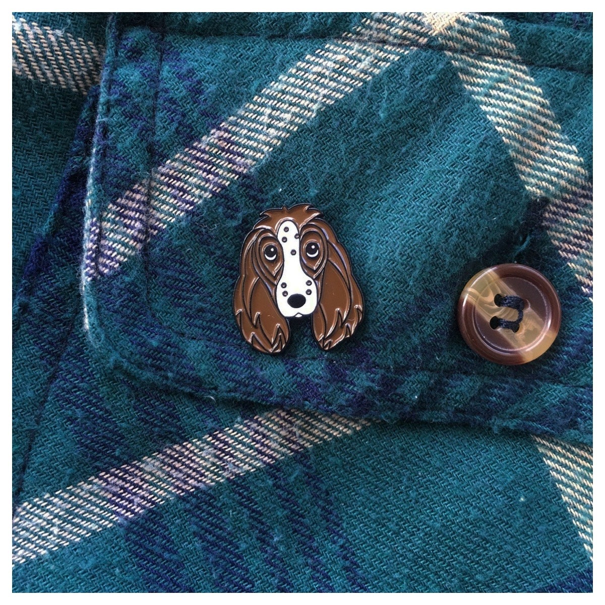 Enamel Spaniel dog pin brooch | Etsy