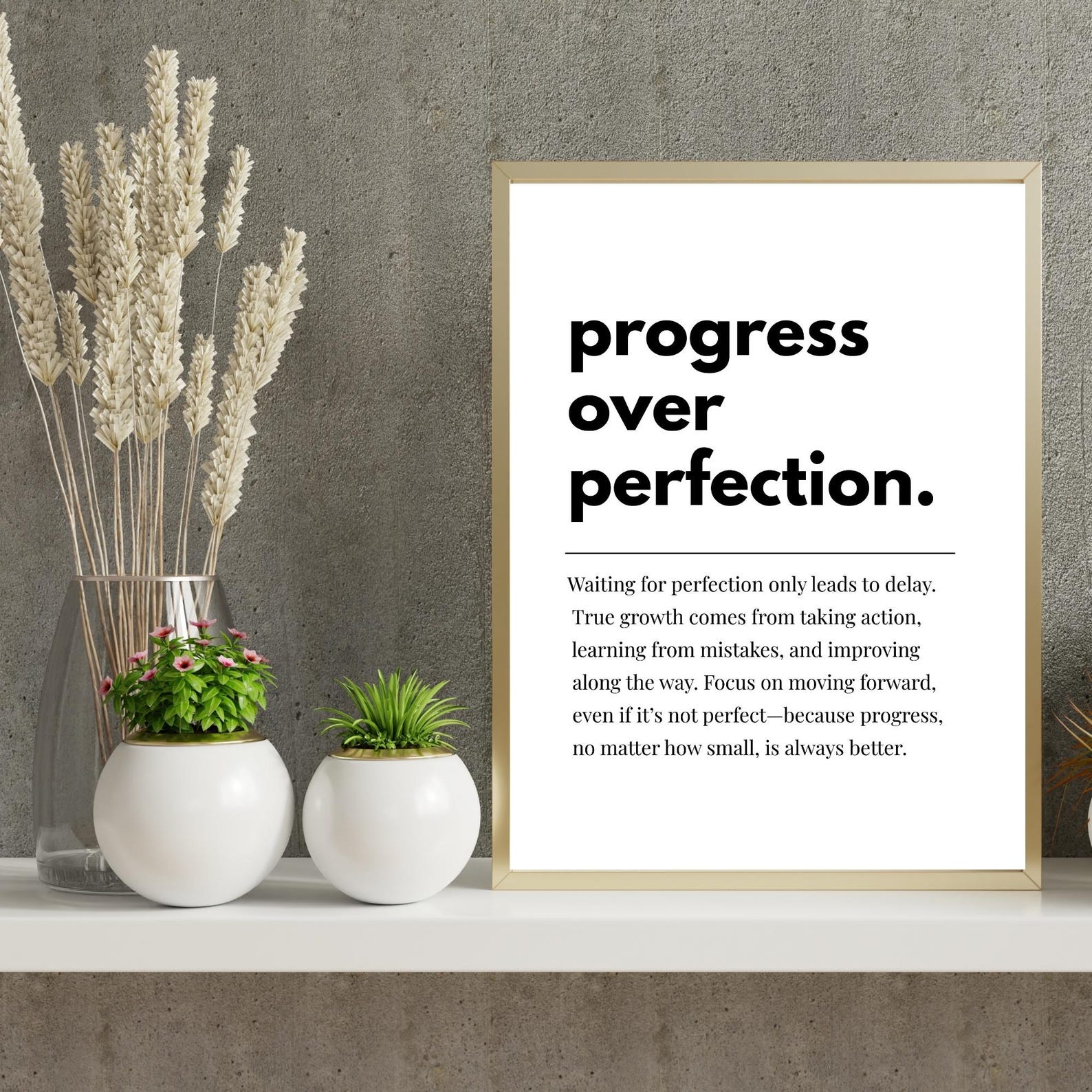 Progress Over Perfection - Motivational Quote Poster, Uplifting ...