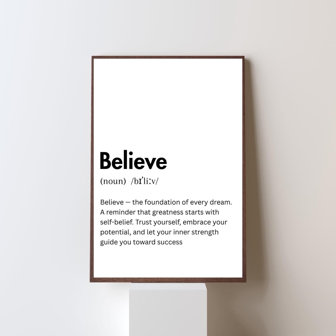 Believe Definition Print: Minimalist Typography Wall Art (digital ...