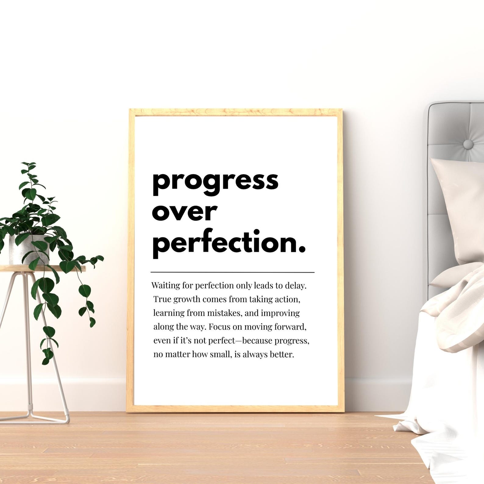 Progress Over Perfection - Motivational Quote Poster, Uplifting ...