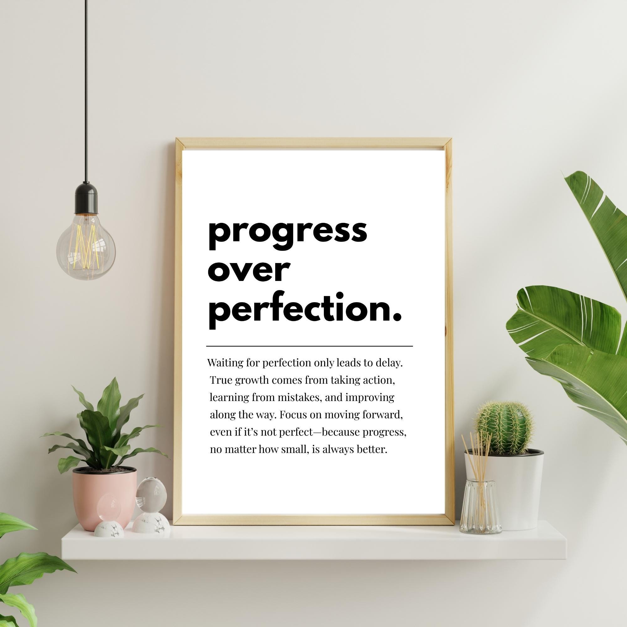Progress Over Perfection - Motivational Quote Poster, Uplifting ...