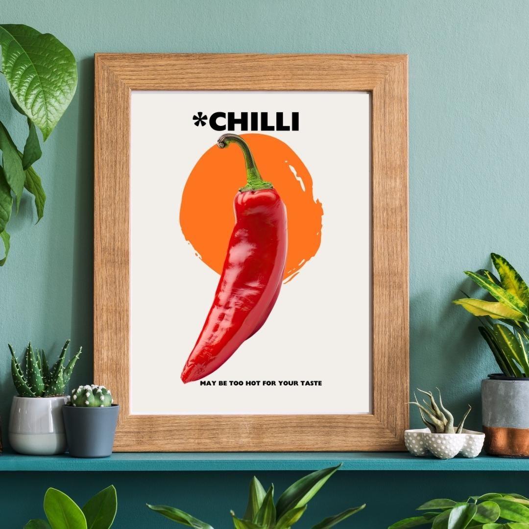 Chilli Pepper Poster: 70s Retro Kitchen Wall Art (digital Download) - Etsy