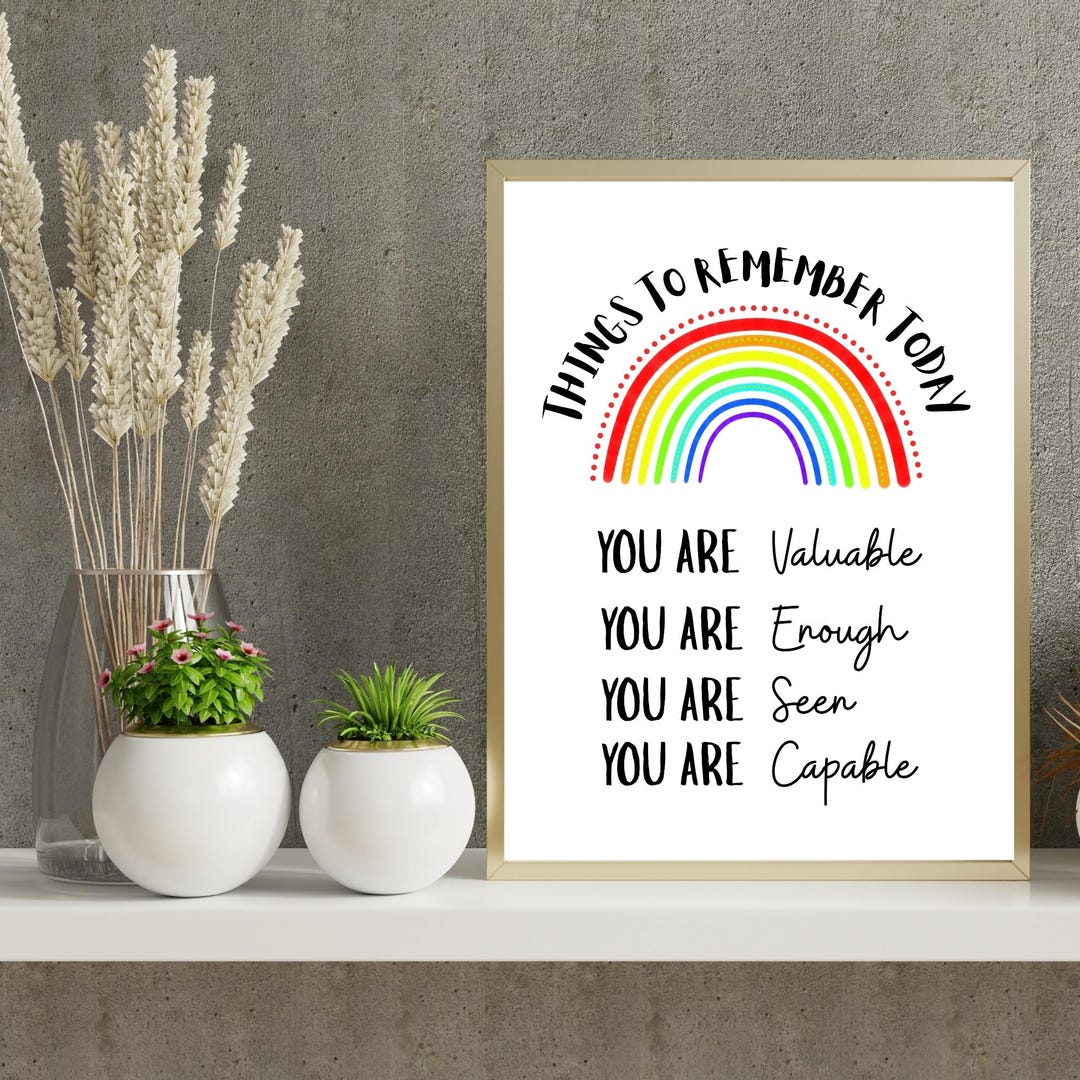 Positivity Self Affirmation Wall Art - Mental Health Print for Office ...