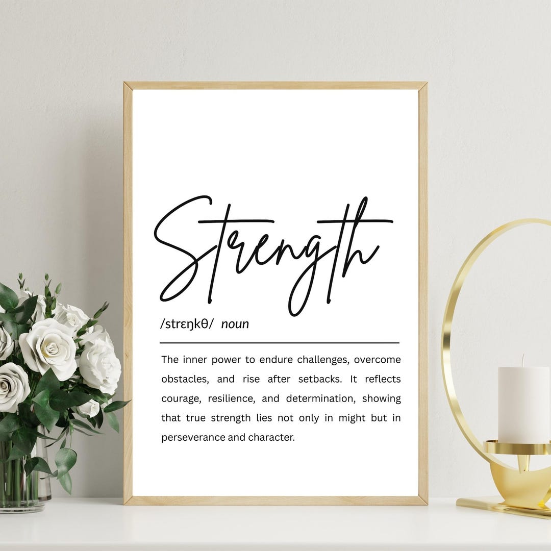 Strength Definition Printable Art, Encouragement Wall Poster ...