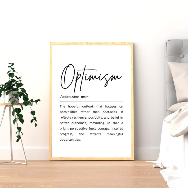 Optimism Definition - Printable Wall Art, Minimalist Typography Poster ...