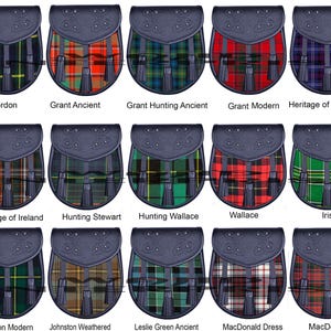 Handmade Scottish Kilt Sporran: Black Leather & Tartan Purse With Chain ...