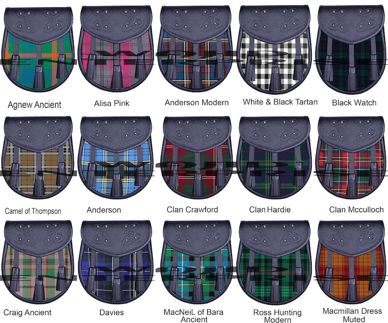 Scottish Handmade Traditional KILT SPORRAN - Kilt Purse - Black Leather ...