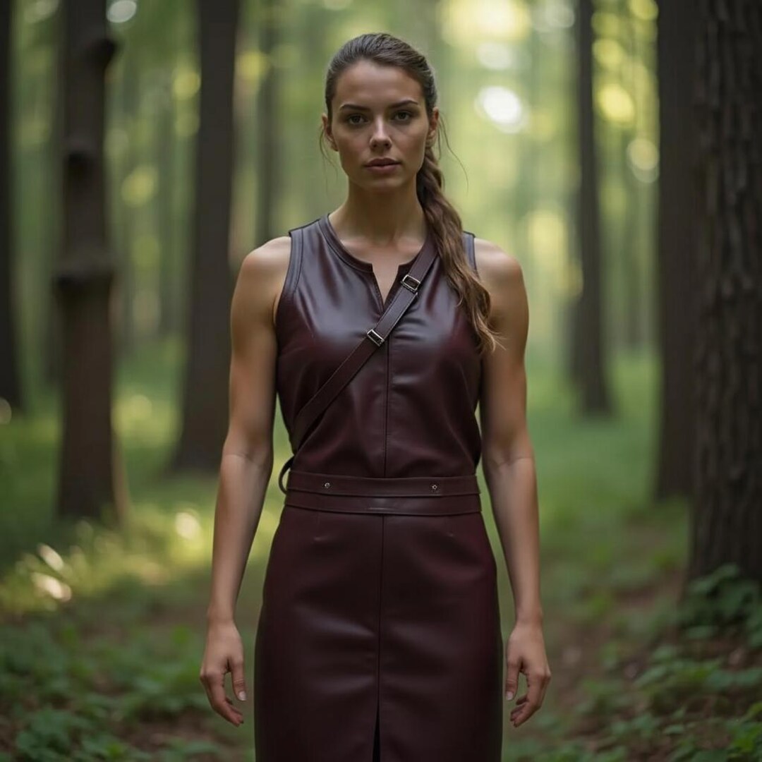 Women's Maroon Leather LARP Costume | Sleeveless Huntress Vest Dress ...