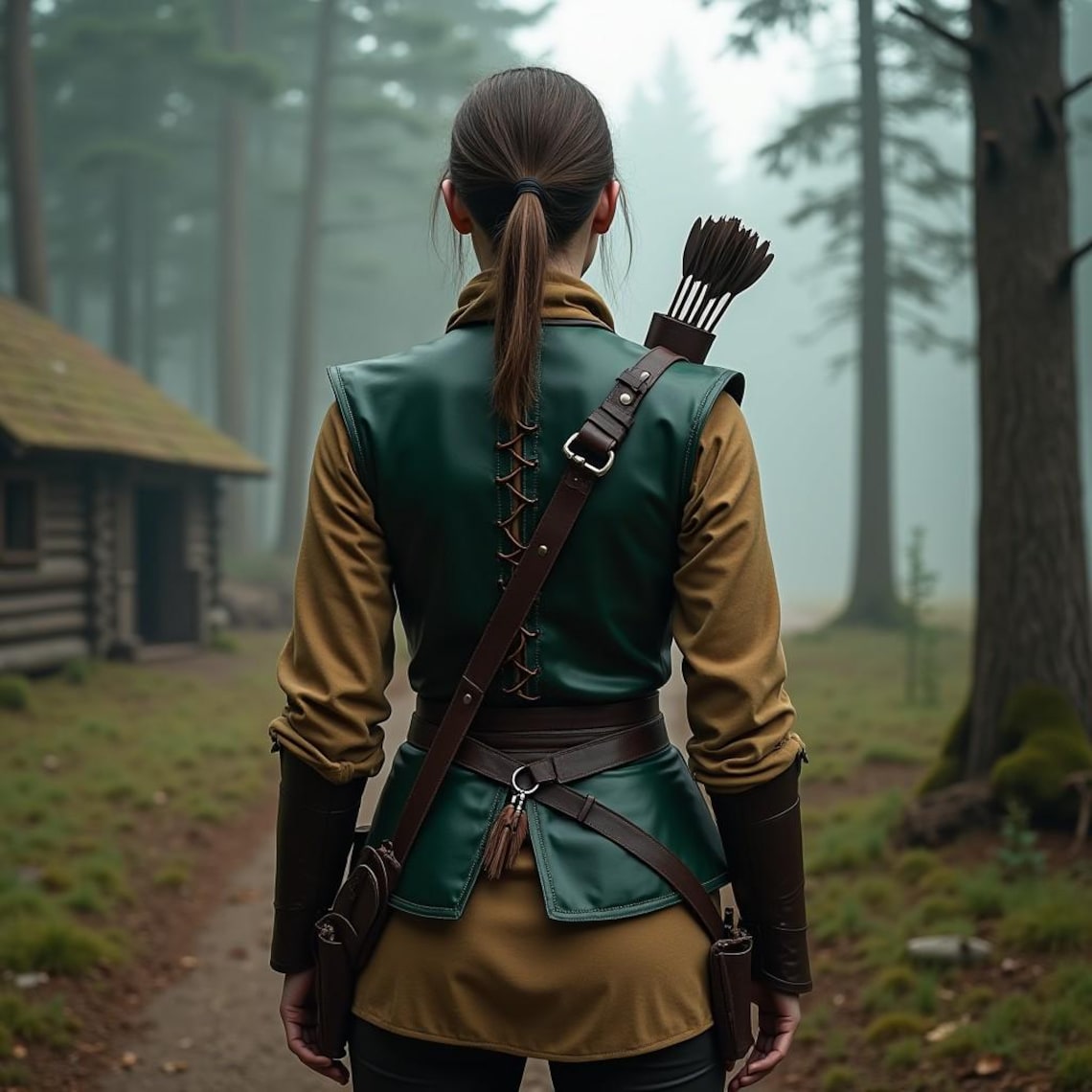 Women's Green Genuine Leather Archer Vest | Medieval Ranger LARP ...