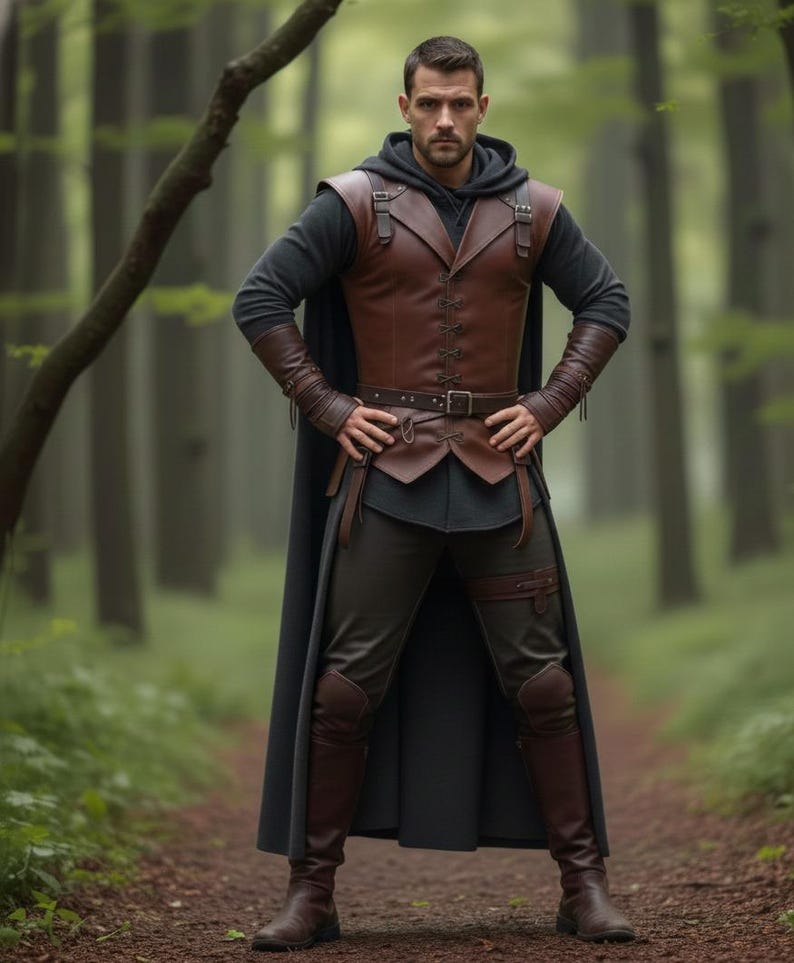 Men Brown Leather Viking LARP Cosplay Vest | Lace-up Front Warrior ...