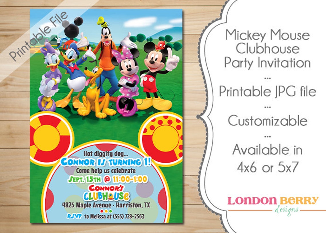 Mickey Mouse Clubhouse Printable Party Invitation - Etsy