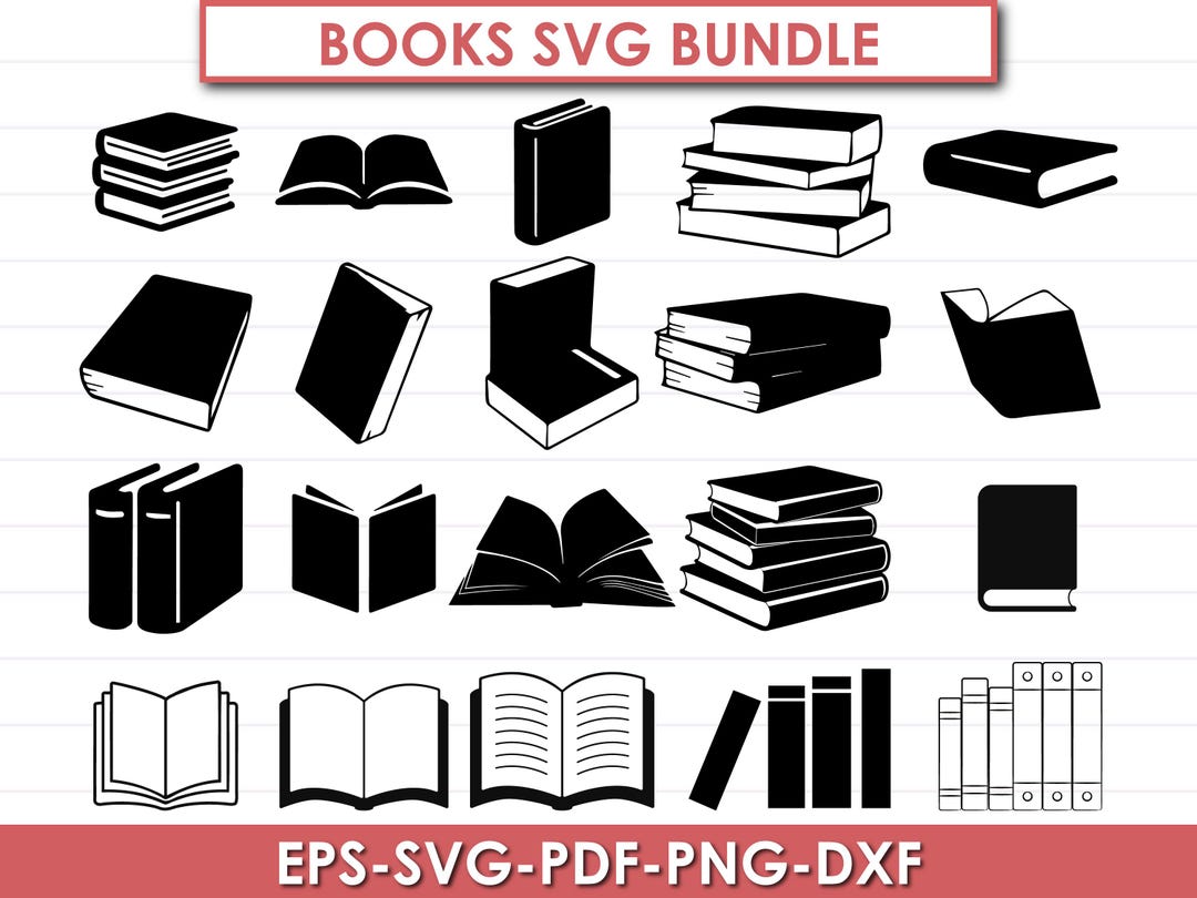 Book Bundle Svg, Book Svg, Book Png, Cut Files for Cricut, School Svg ...