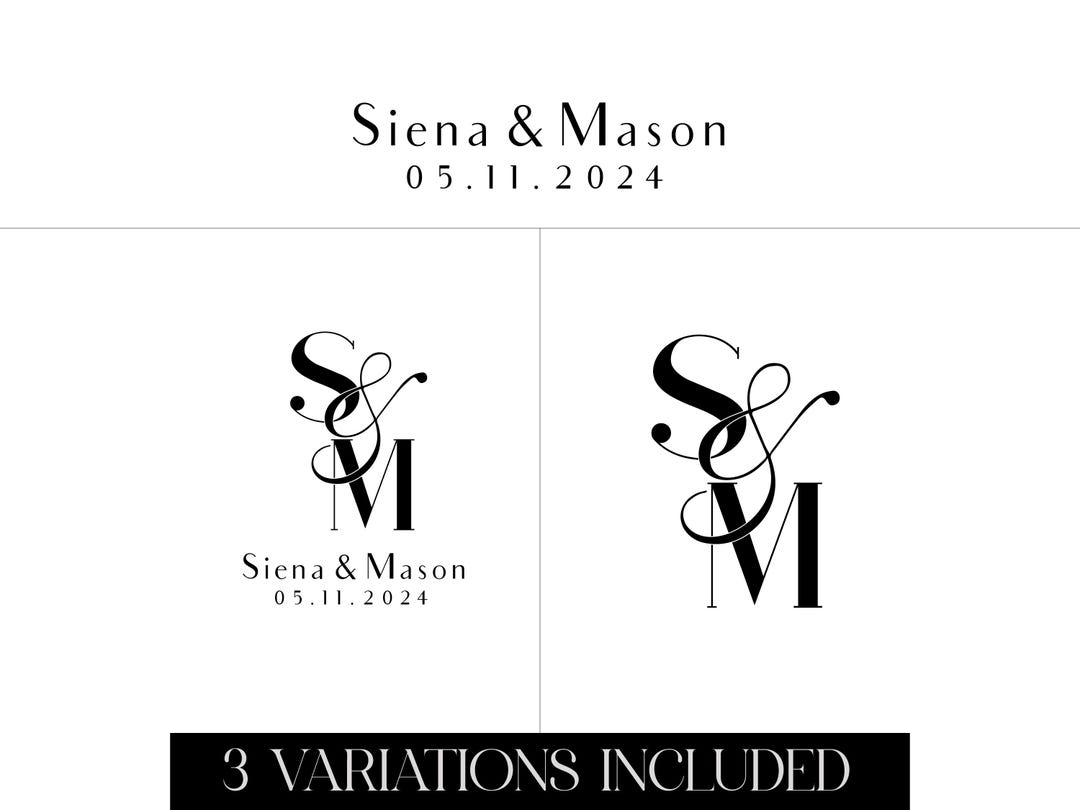 Wedding Monogram, Couple Monogram for Wedding, Wedding Logo ...