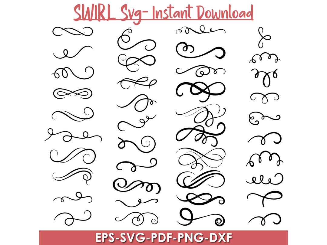 Swirl SVG, Ornaments Swirl Svg, Flourish SVG ,decoration Elements Svg ...