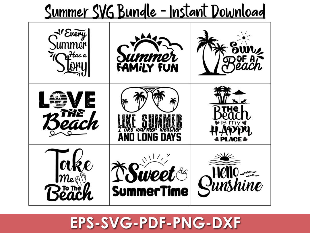 Summer SVG Bundle, Summer Svg, Beach Svg, Summertime Svg, Vacation Svg ...