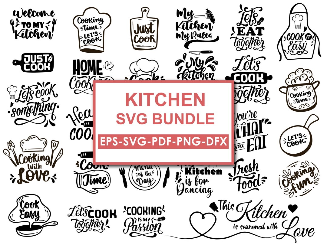 Kitchen Svg Bundle Happy Kitchen Svg Bundle, Kitchen Designs Svg ...