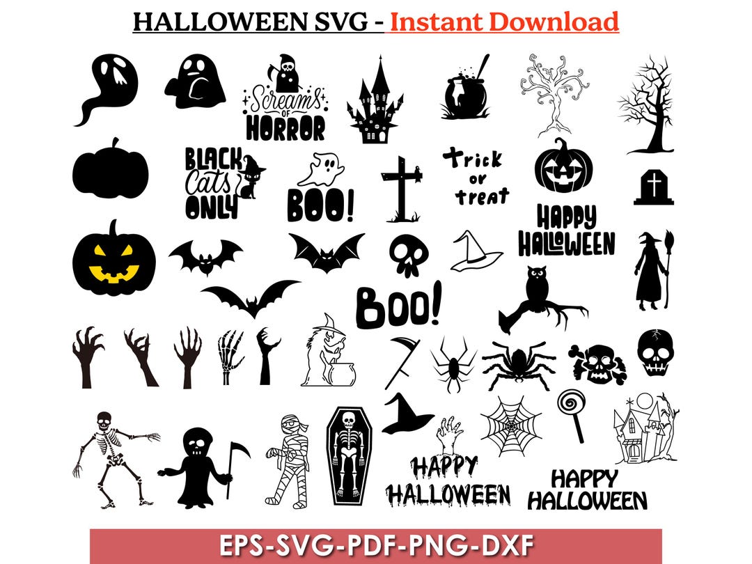 Halloween SVG Clipart Bundle: Ghost, Witch, Pumpkin (digital Download ...
