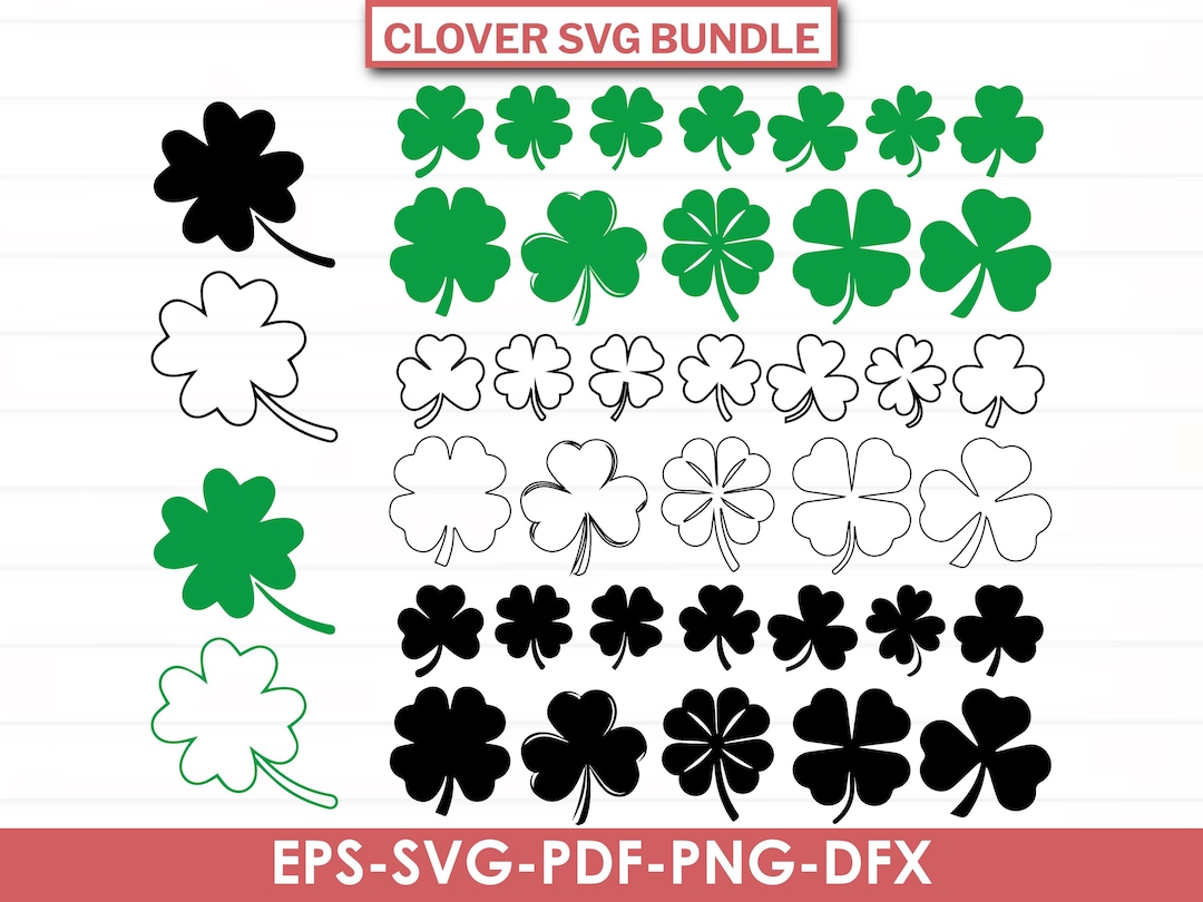 Clover Svg Bundle, Clover PNG Bundle, Clover Leave Clipart, Lucky ...