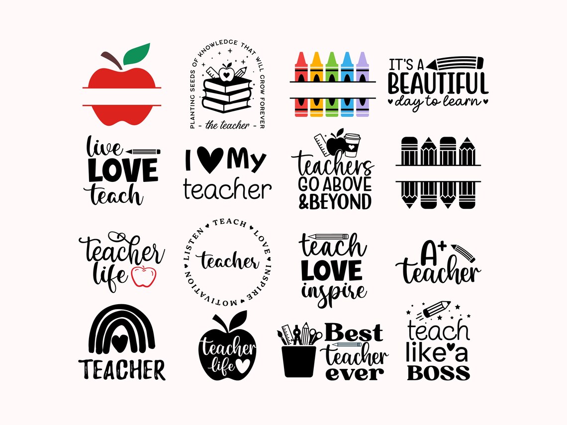 Teacher SVG Bundle, School Quote Designs (digital Download) - Etsy
