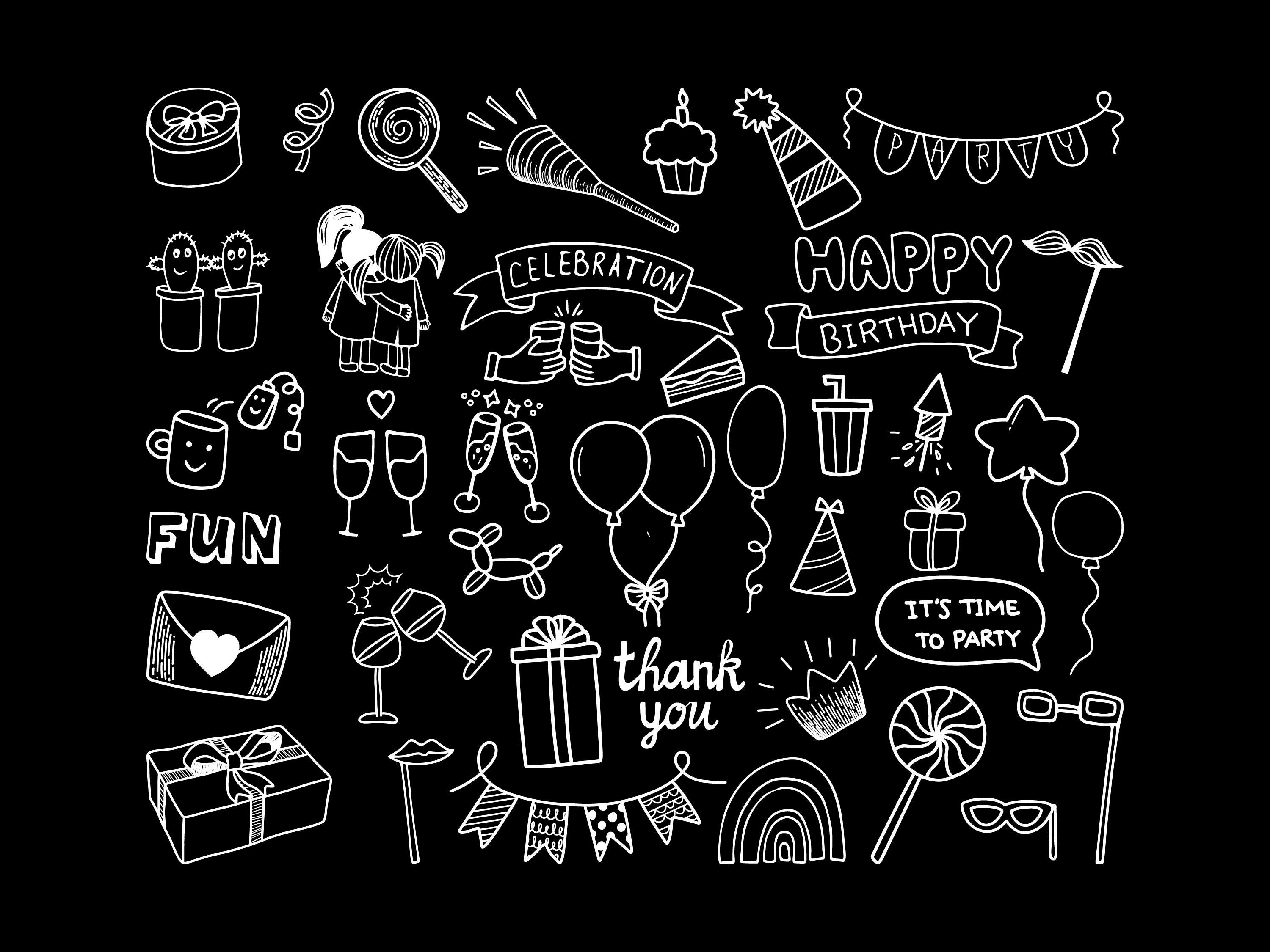 Hand-drawn Birthday Doodle SVG Bundle (digital Download) - Etsy Canada