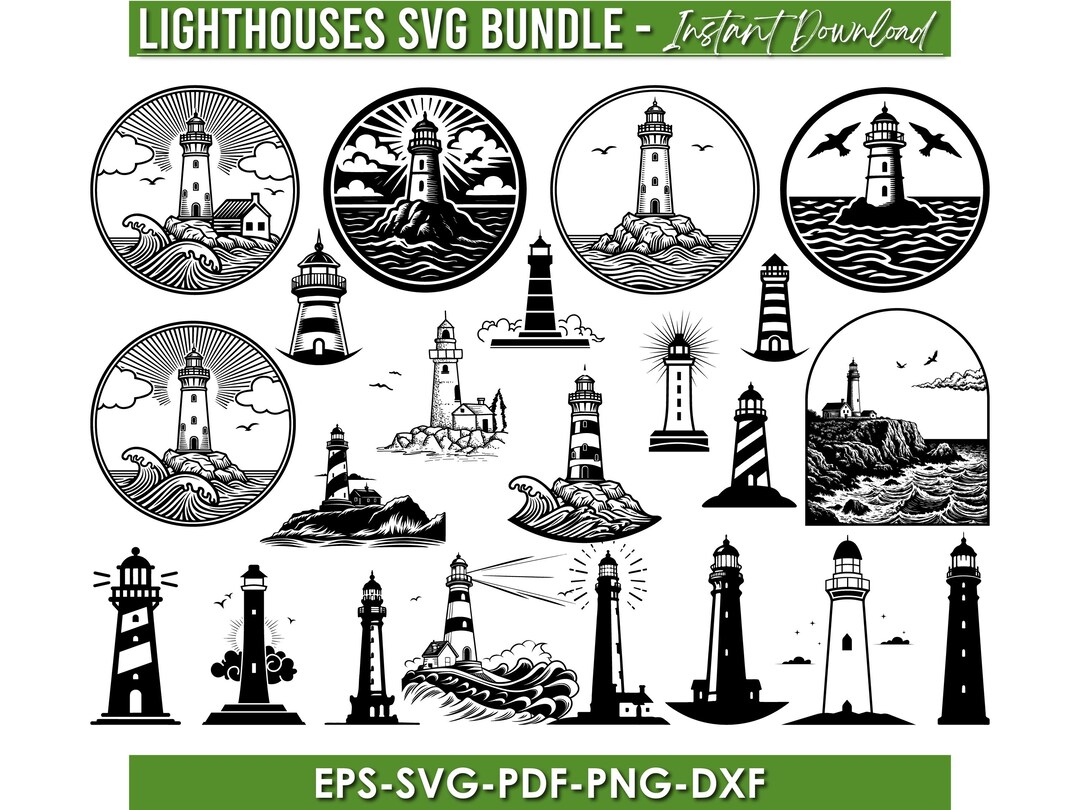 Lighthouse Design, Lighthouse SVG Bundle, Lighthouse PNG Bundle ...