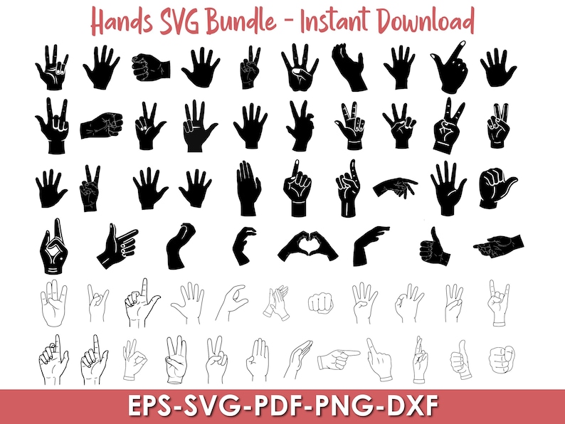 Hand Silhouette SVG, Hand Cut File, Hand Sign Svg, Hand Sign Svg, Hand ...