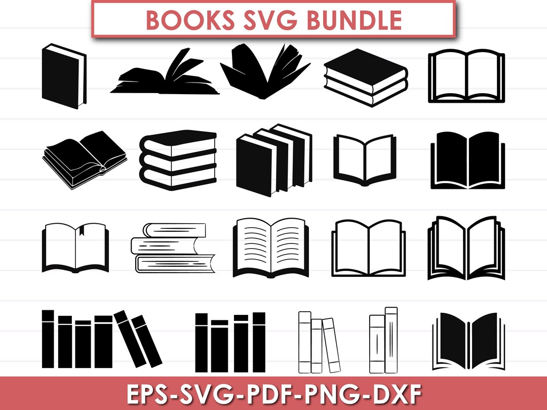 Book Bundle Svg, Book Svg, Book Png, Cut Files for Cricut, School Svg ...