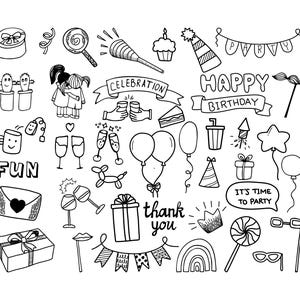 Hand-drawn Birthday Doodle SVG Bundle (digital Download) - Etsy Canada