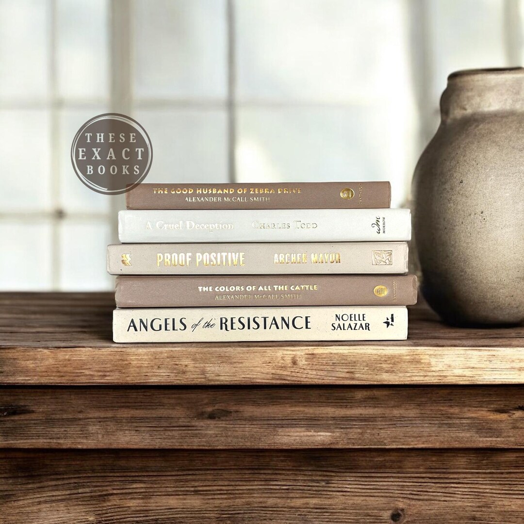 Beige and Cream Books, Warm Neutral Decor, Elegant Book Stack ...