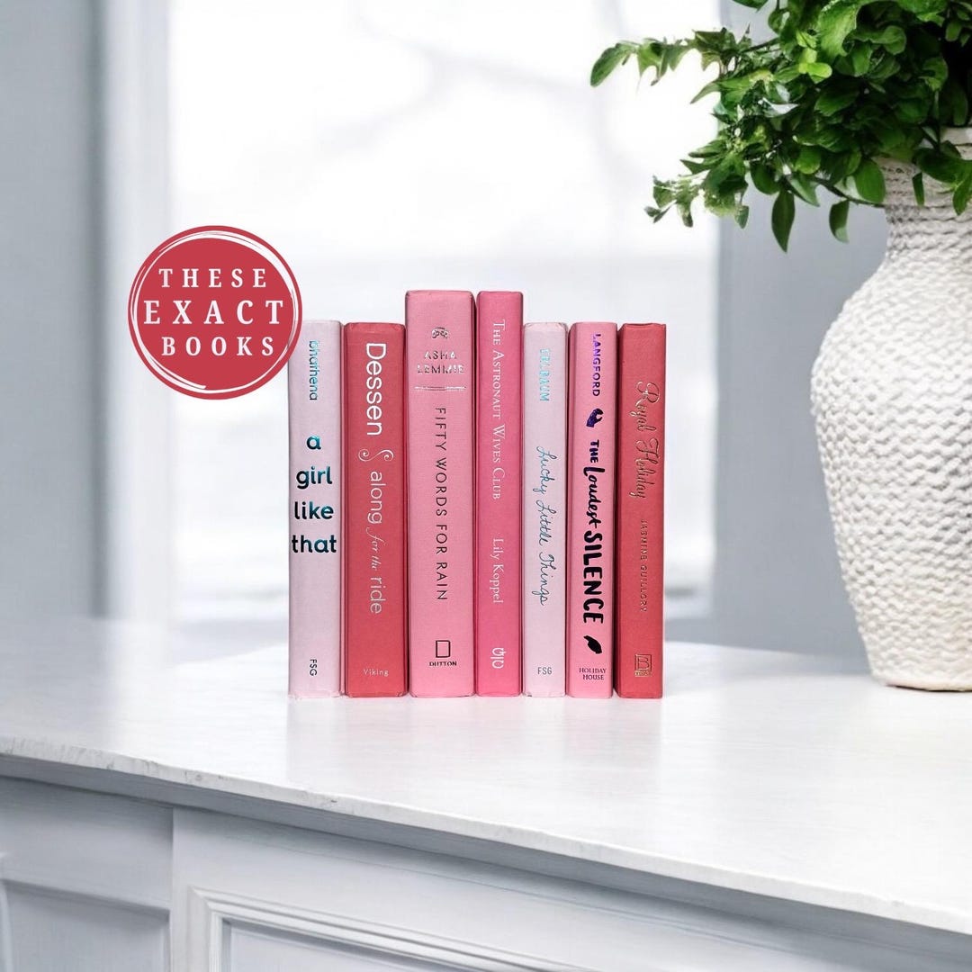 Set of Decorative Pink Books, Aesthetic Shelf Decor for Girls Room ...