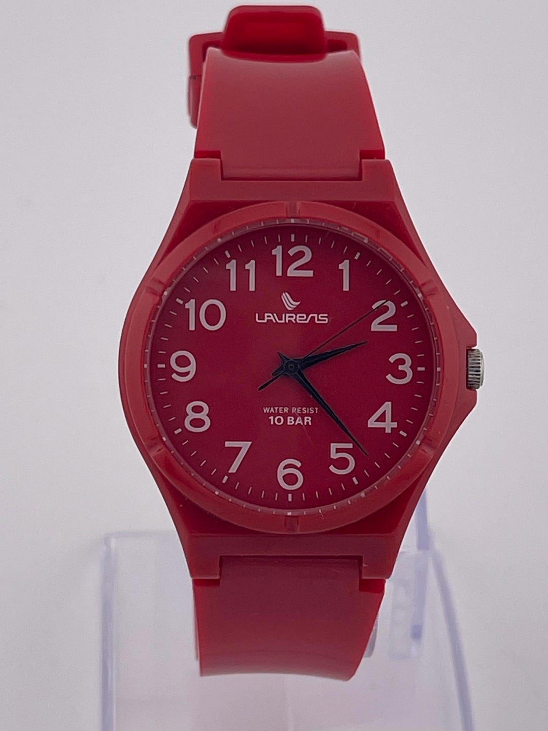 Vintage 2000s Laurens VQ88J903 Quartz Watch – Red Dial, Black Hands ...