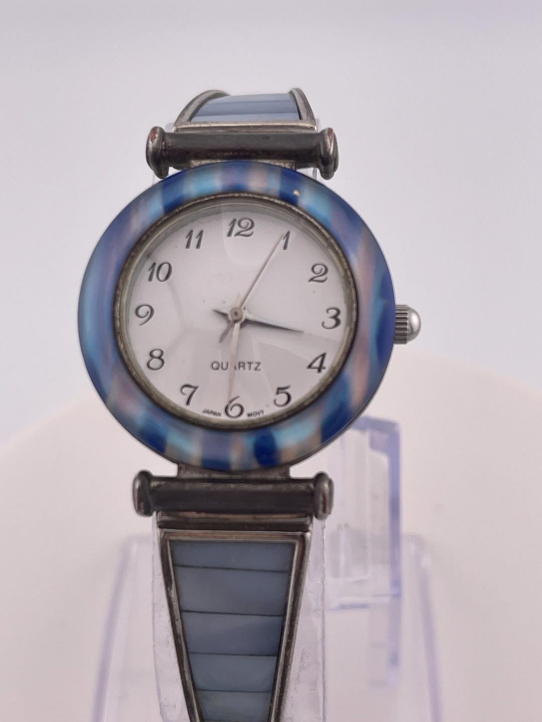 Vintage Avon Quartz Watch C.1990s – Silver-tone With Blue Abalone ...