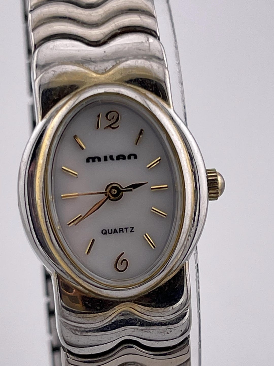 Milan Two Tone Oval Quartz Watch C. 2000 – Expansion Band – Japan ...