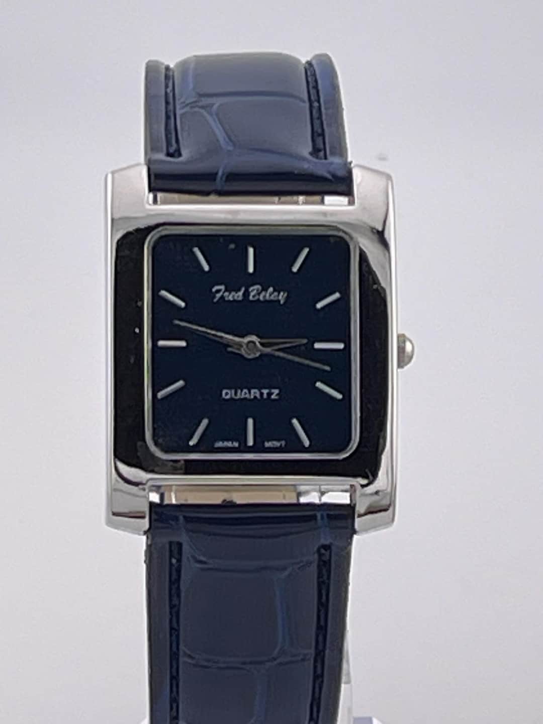 Vintage Fred Belay Rectangular Blue Dial Dress Watch C.1995 — Japan ...
