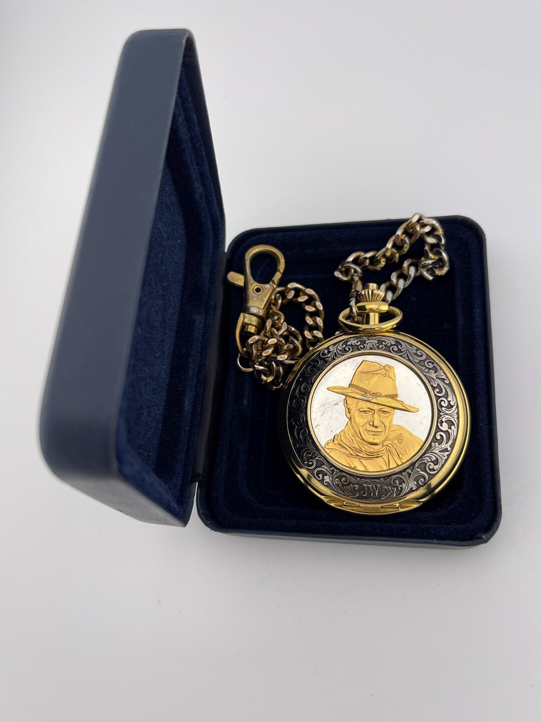 Franklin Mint John Wayne Pocket Watch C.1990s Gold Tone Quartz ...