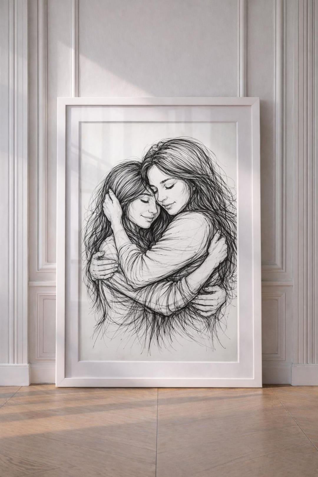 Alwaysq Here | Sisters Hug Illustration | Minimal Family Artwork - Etsy