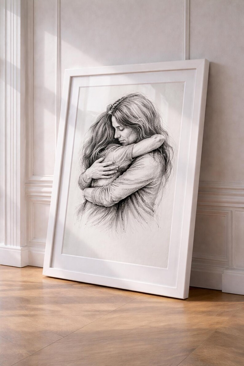 Always Here | Mother and Daughter Hug Illustration | Minimal Family ...