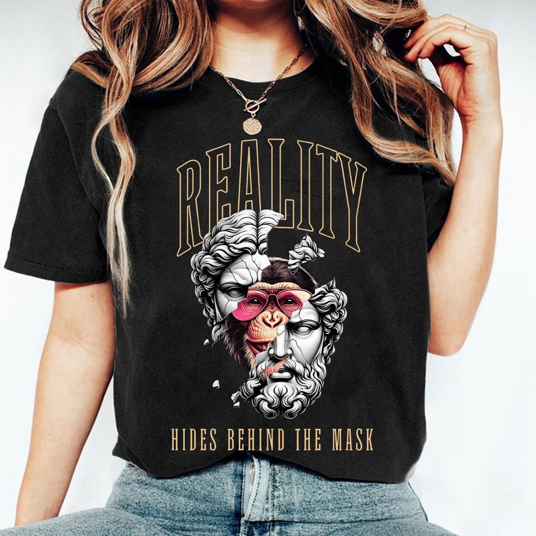 Reality Hides Behind the Mask PNG File, Surreal Face Split Design ...